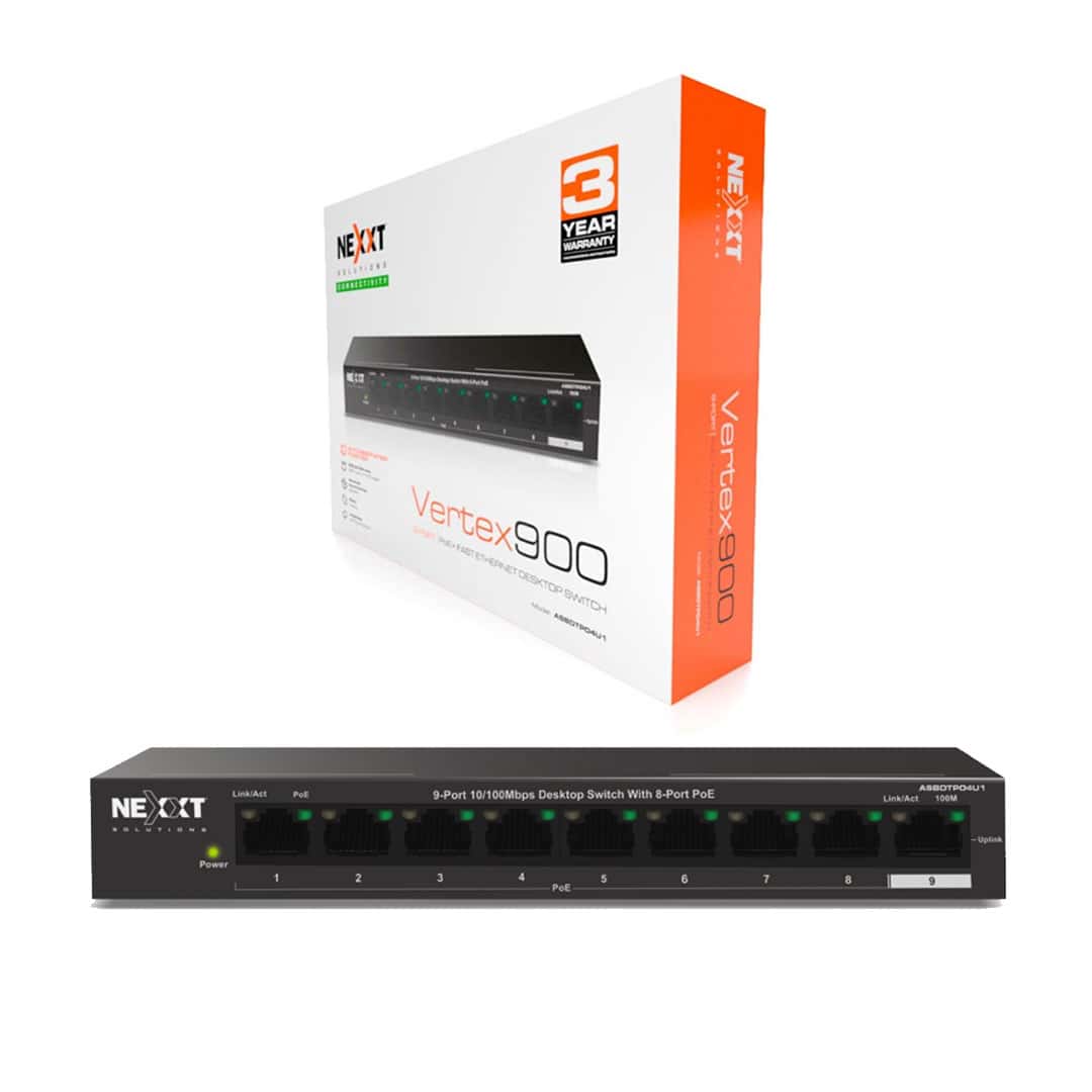 Nexxt Switch 9-Port PoE+ Fast Ethernet Desktop Vertex 900+ - Services ...